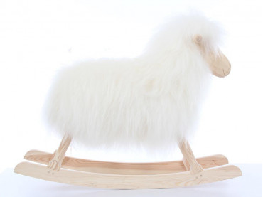 Scandinavian rocking long wool white sheep by Povl Kjer | Galerie Møbler