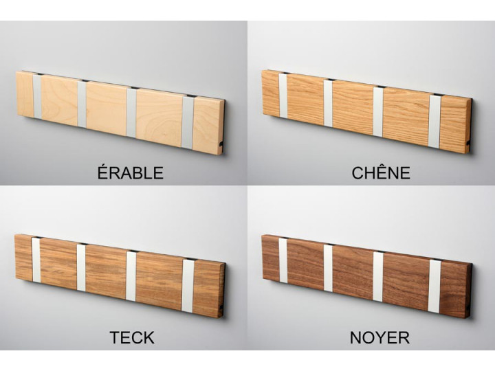 Porte manteau mural scandinave Knax, 4 patères, en érable, chêne, teck ...