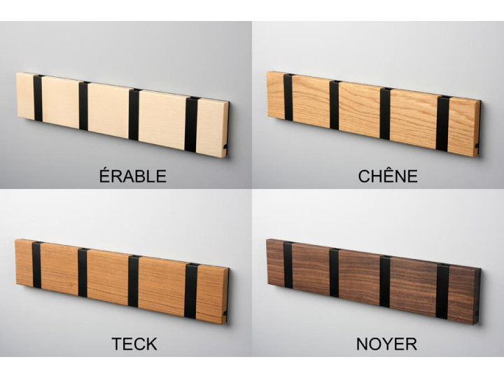Porte manteau mural scandinave Knax, 4 patères, en érable, chêne, teck ...