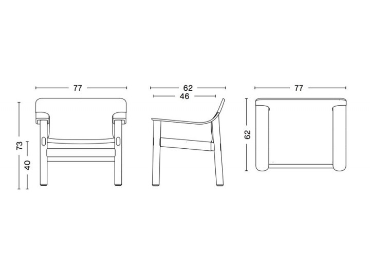 Bernard Lounge chair Leather black/black oak | Galerie Møbler