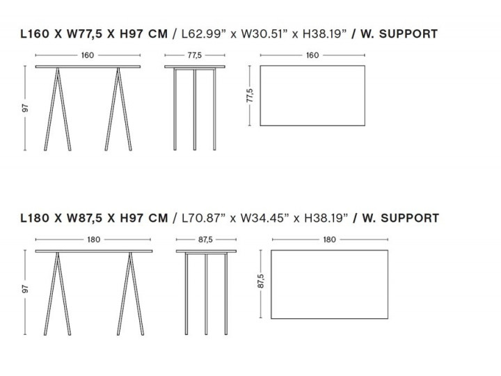 Table haute Loop Stand. 4 dimensions. 6 à 12 pers. | Galerie Møbler
