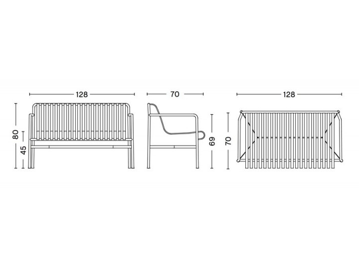 Palissade outdoor dining bench hot galvanized | Galerie Møbler