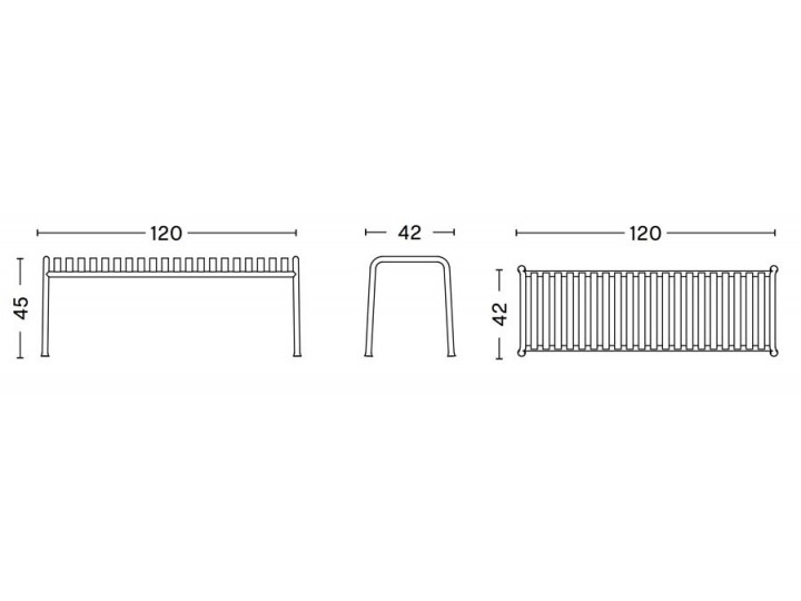 Palissade outdoor bench hot galvanized | Galerie Møbler