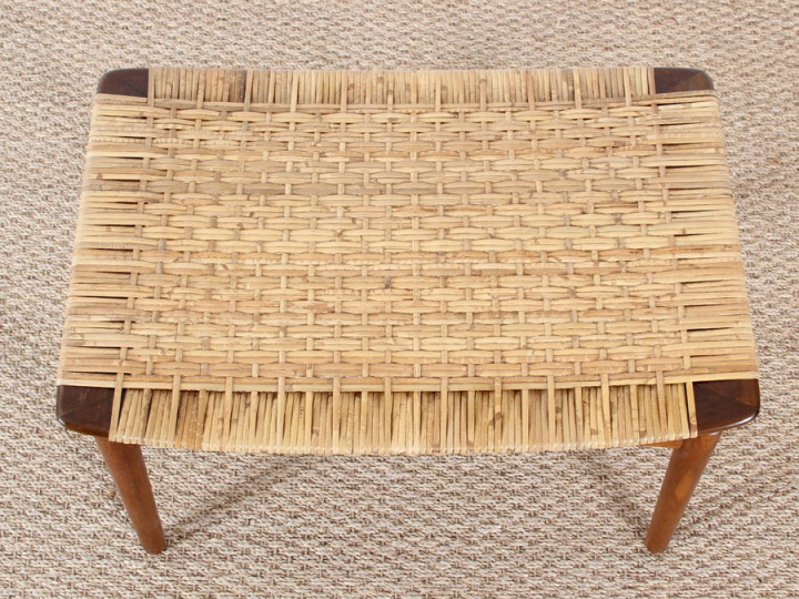 Scandinavian teak and cane stool | Galerie Møbler