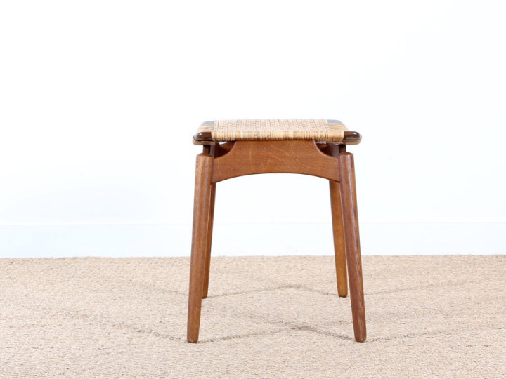 Scandinavian teak and cane stool | Galerie Møbler