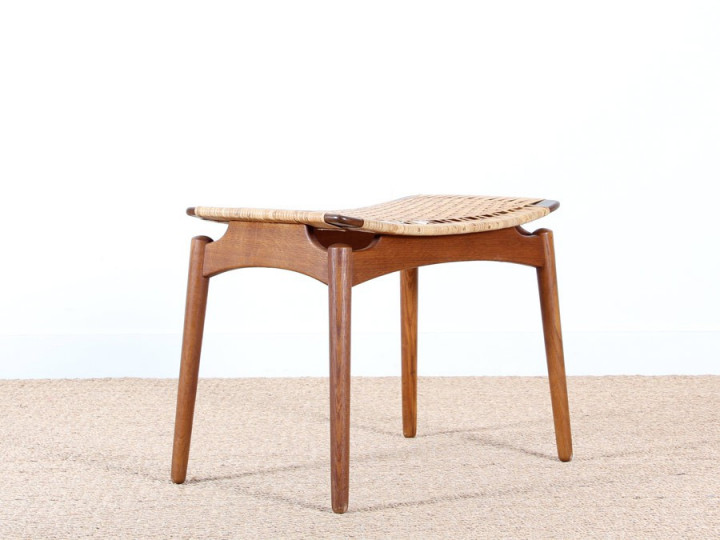 Scandinavian teak and cane stool | Galerie Møbler