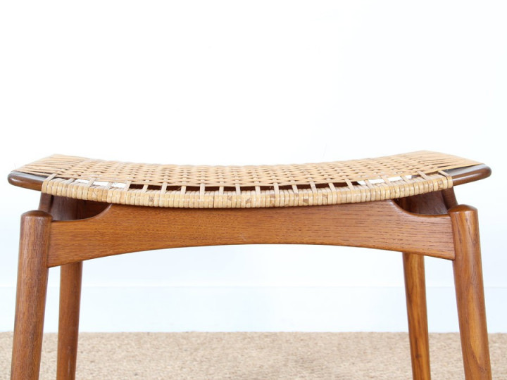 Scandinavian teak and cane stool | Galerie Møbler