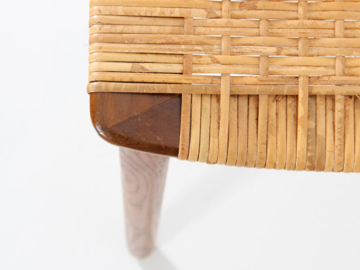 Scandinavian teak and cane stool | Galerie Møbler