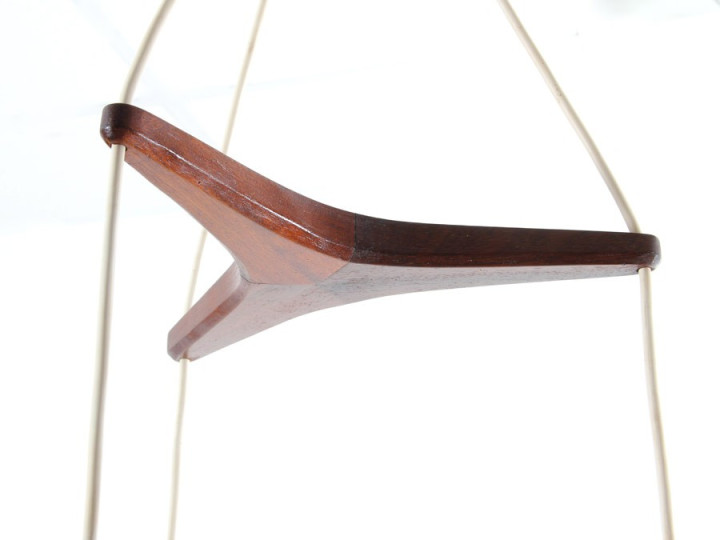 Three-light chandelier in teak with opal glass | Galerie Møbler