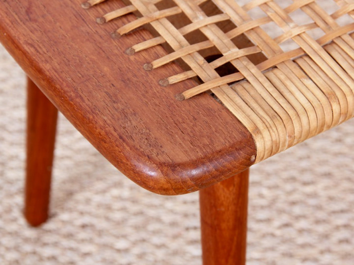 Scandinavian teak and cane stool | Galerie Møbler