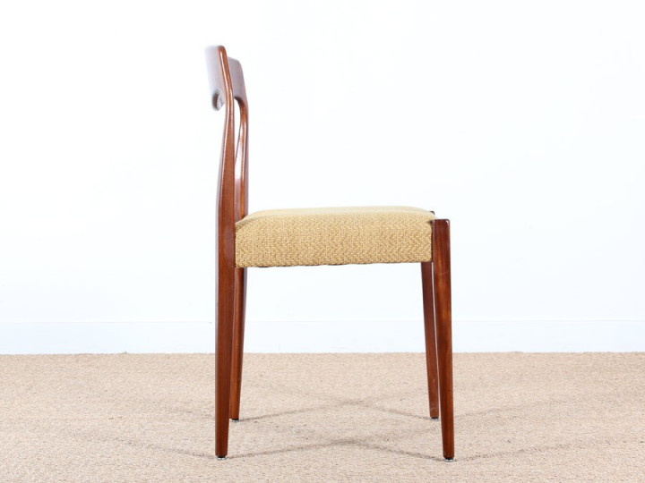 Suite of 4 scandinavian chairs in teck with Pierre Frey fabric ...