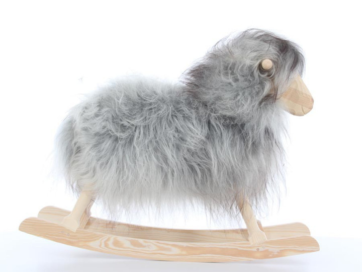 Scandinavian rocking long wool grey sheep by Povl Kjer | Galerie Møbler
