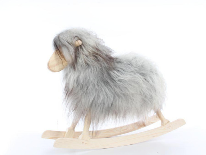 Scandinavian rocking long wool grey sheep by Povl Kjer | Galerie Møbler