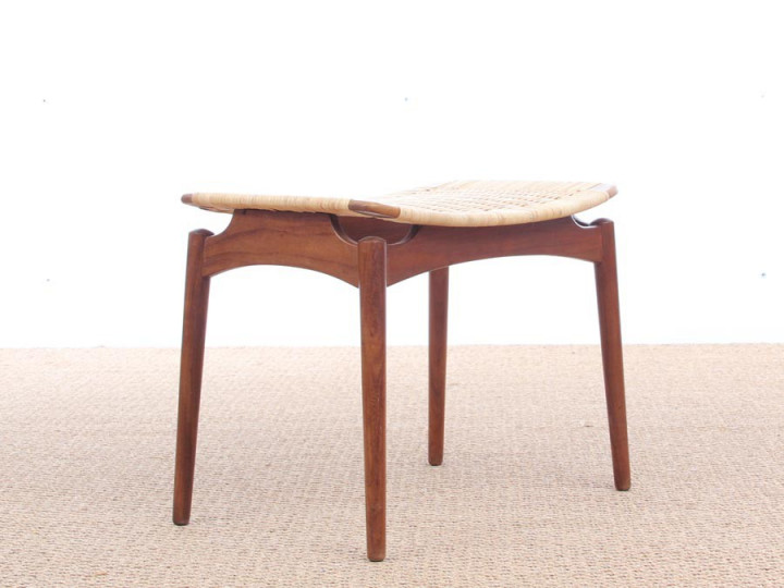 Scandinavian teak and cane stool | Galerie Møbler