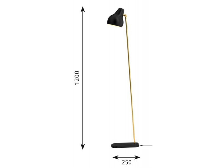 Mid-Century modern scandinavian floor lamp VL38 black by Vilhelm Lauritzen for Louis Poulsen ...