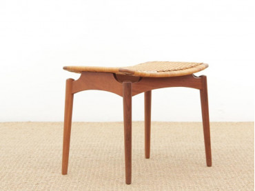 Mid-Century modern scandinavian stool in cane and teak | Galerie Møbler
