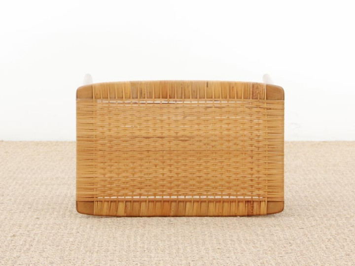 Mid-Century modern scandinavian stool in cane and teak | Galerie Møbler