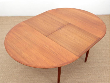 Table de repas scandinave ronde en teck à rallonge papillon 4/6 pers ...