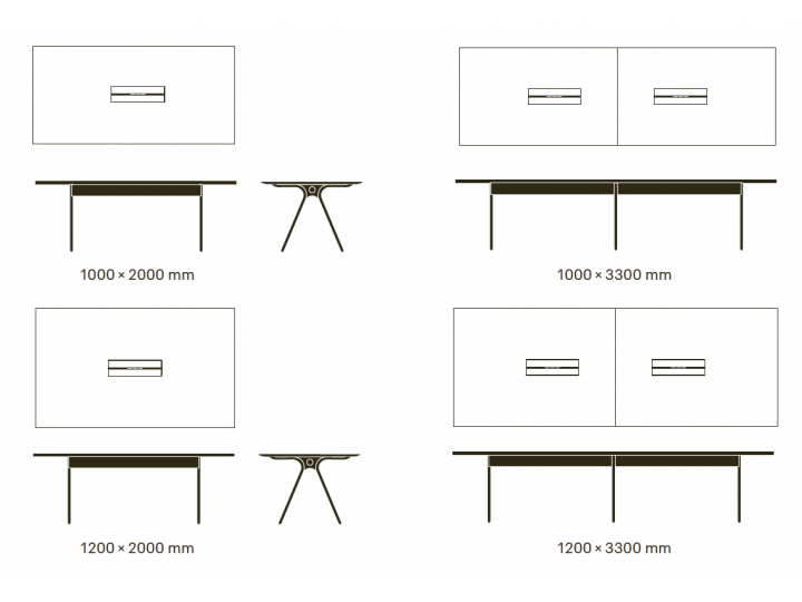 Camelot conference table 6250. 4 different sizes. From 200 cm to 590 cm ...