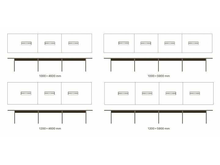 Camelot conference table 6250. 4 different sizes. From 200 cm to 590 cm ...