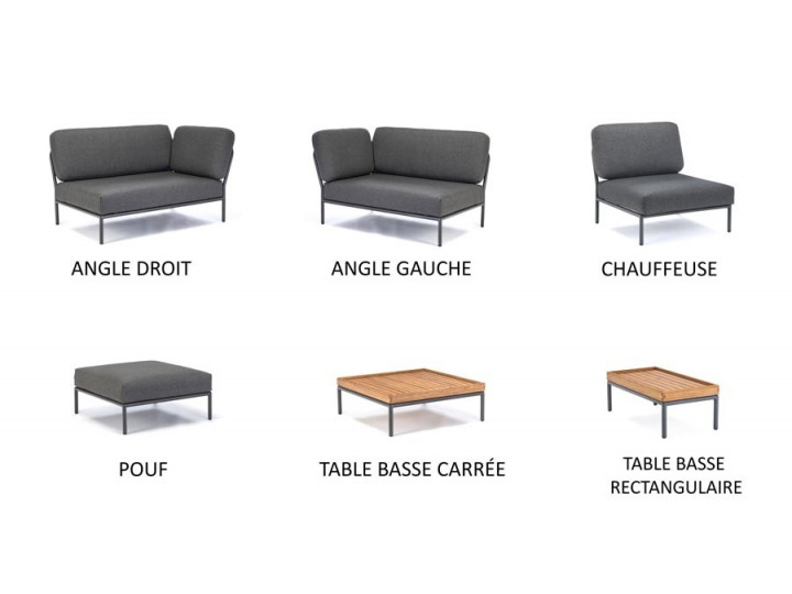 Canapé scandinave d'extérieur modulable modèle Level - Sofa accoudoir ...