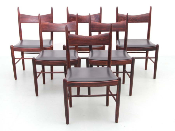 Mid-Century modern scandinavian set of 6 dining chairs in Rio rosewood ...